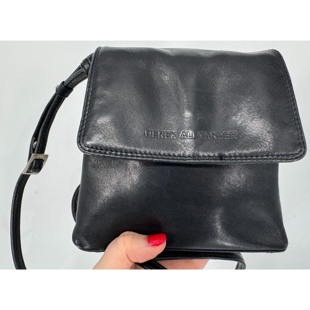 Vintage Derek Alexander Black Leather Crossbody Micro Crossbody Bag ...