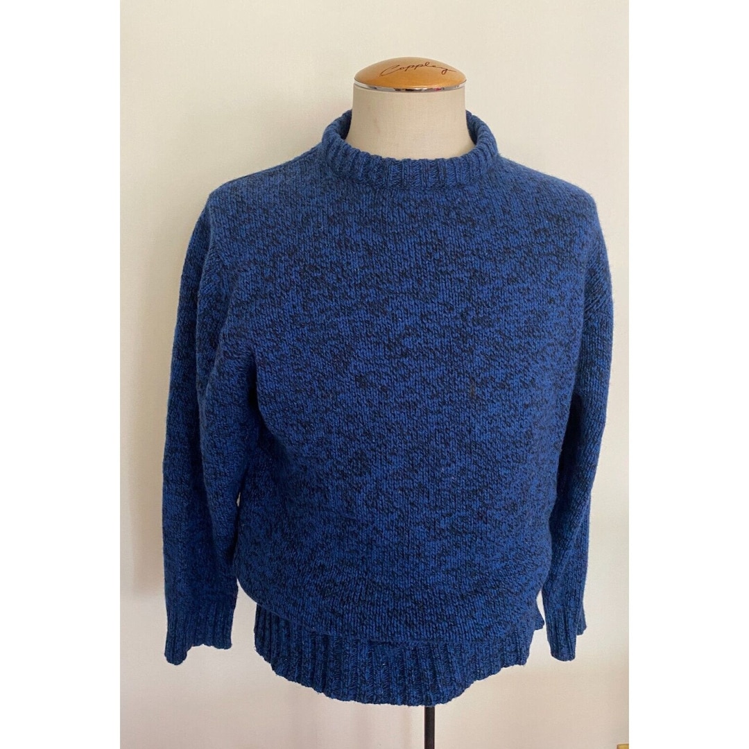 Vintage Woolrich Thick Luxurious Blue Wool Blend Chunky Knit Crew Neck ...