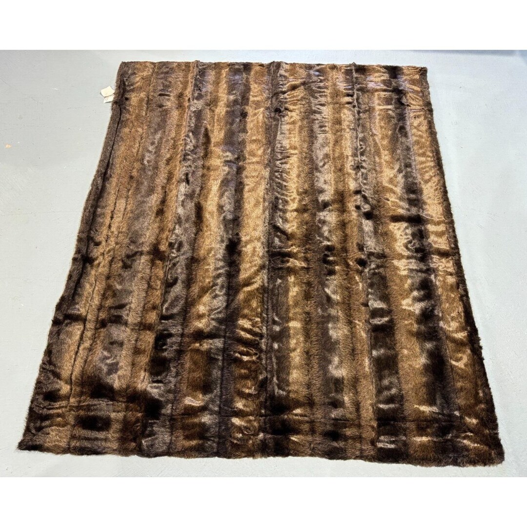 Vintage Bombay Co Luxurious Dark Brown Soft Faux Mink Fur Throw Blanket ...