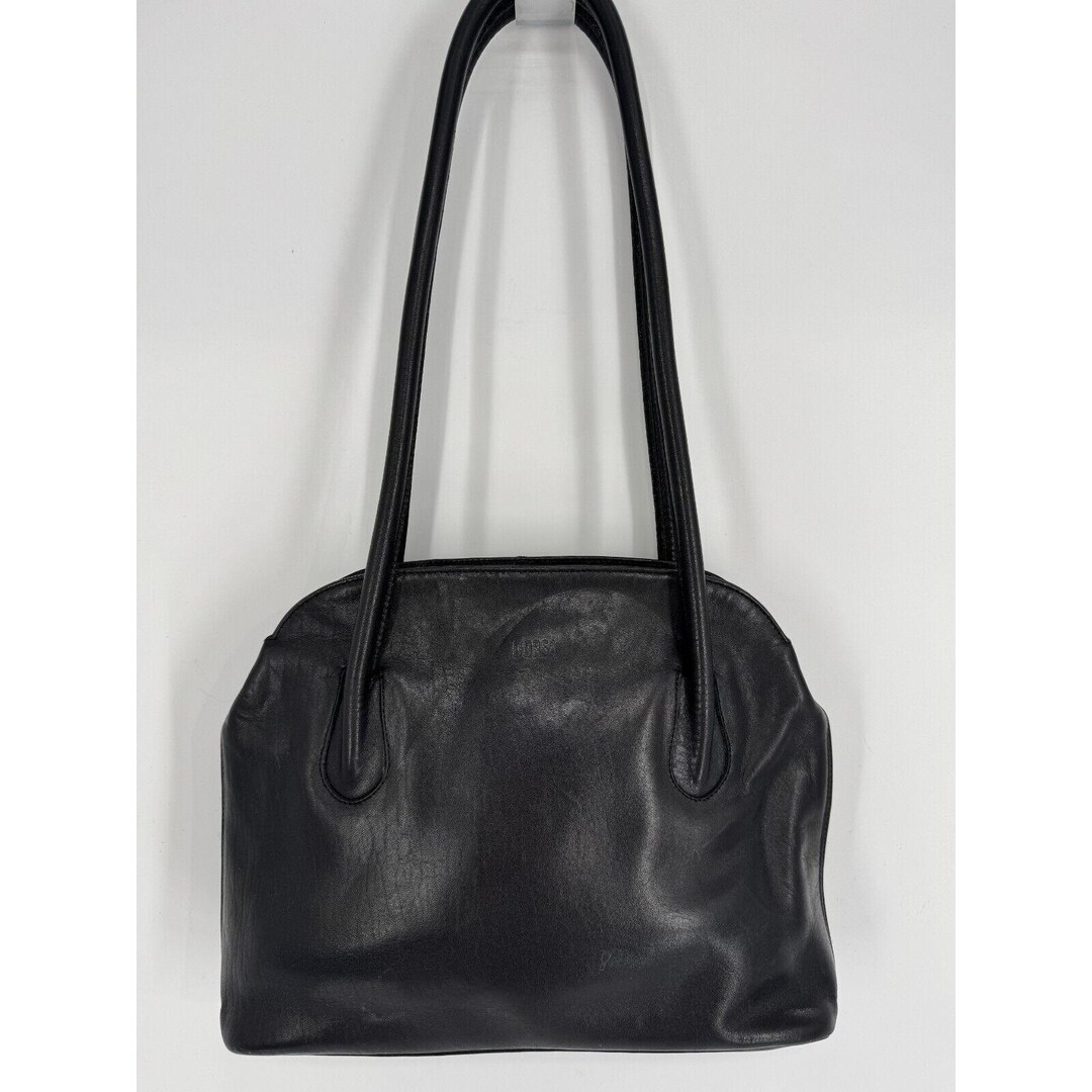 Vintage Dorsa Luxurious Black Leather Dome Tote Satchel Shoulder Bag ...