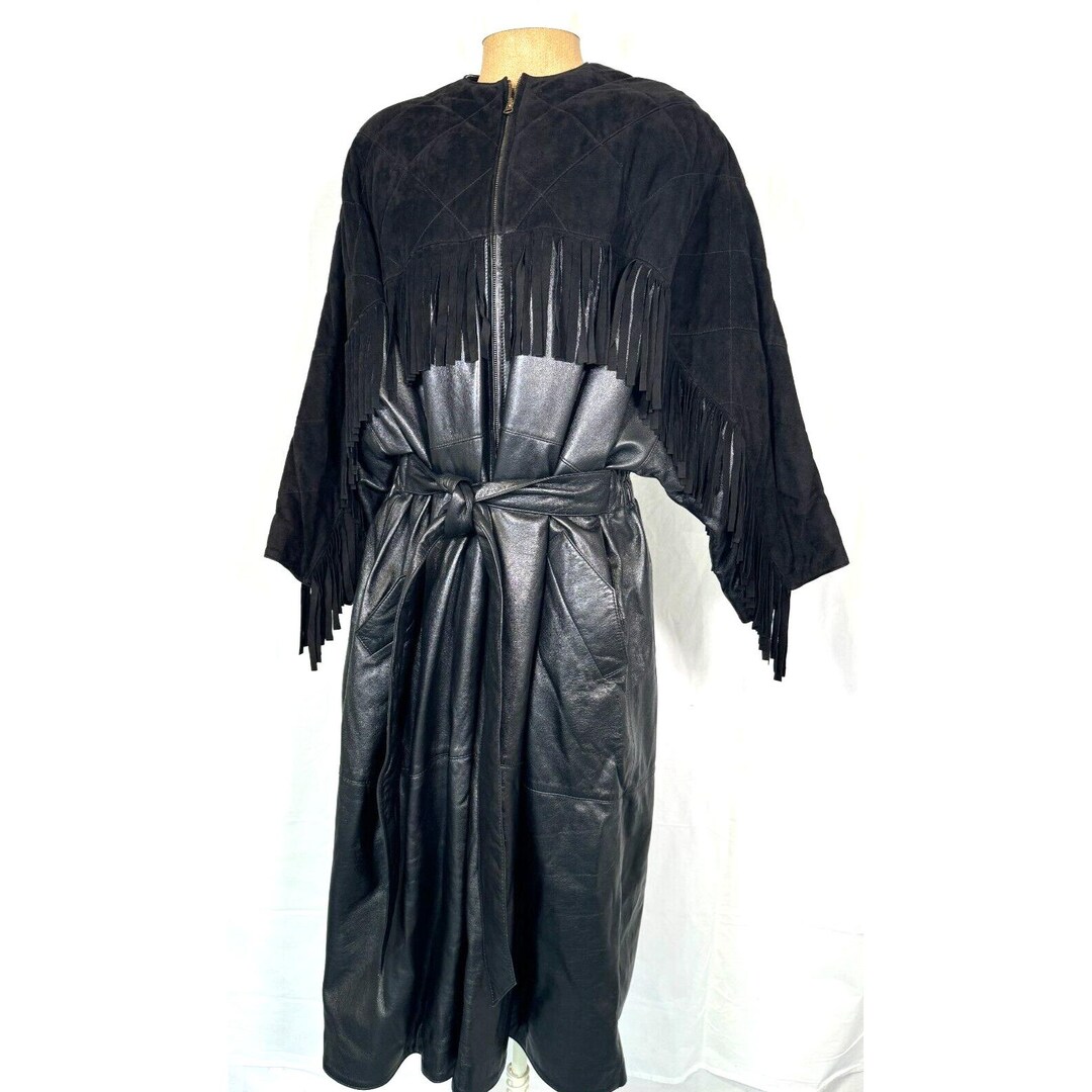 Vintage Dominic Bellissimo Luxury Black Genuine Leather Quilted Suede ...