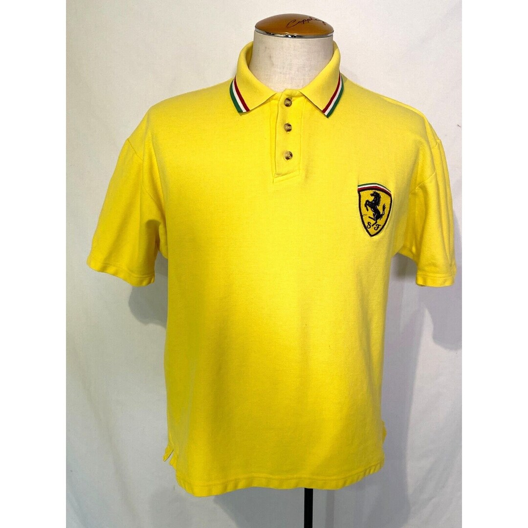 Vintage 1995 FERRARI Official Licensed Product Yellow Logo Polo ...