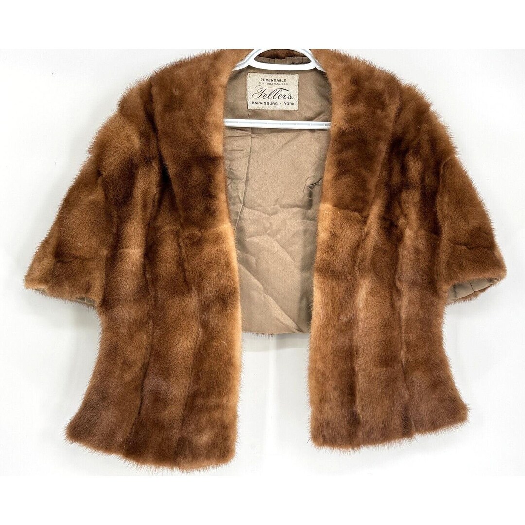 Vintage 70s Luxurious Soft Brown Genuine Mink Fur Stole Shawl Wrap Cape ...