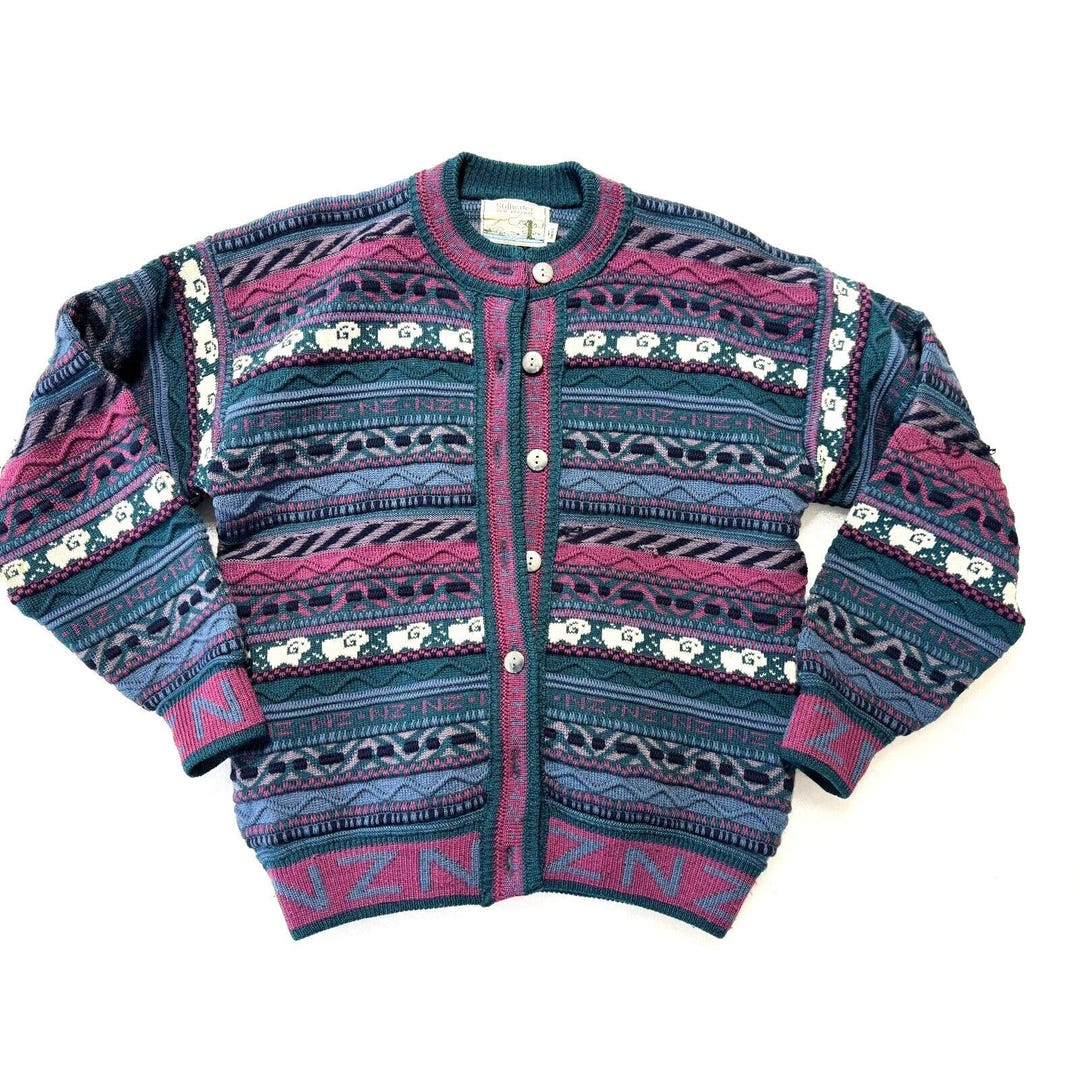 Vintage Stillwater New Zealand Pure Wool Sheep Animal Print NZ Logo ...