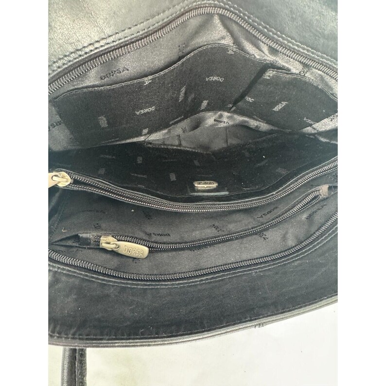 Vintage Dorsa Luxurious Black Leather Dome Tote Satchel Shoulder Bag ...