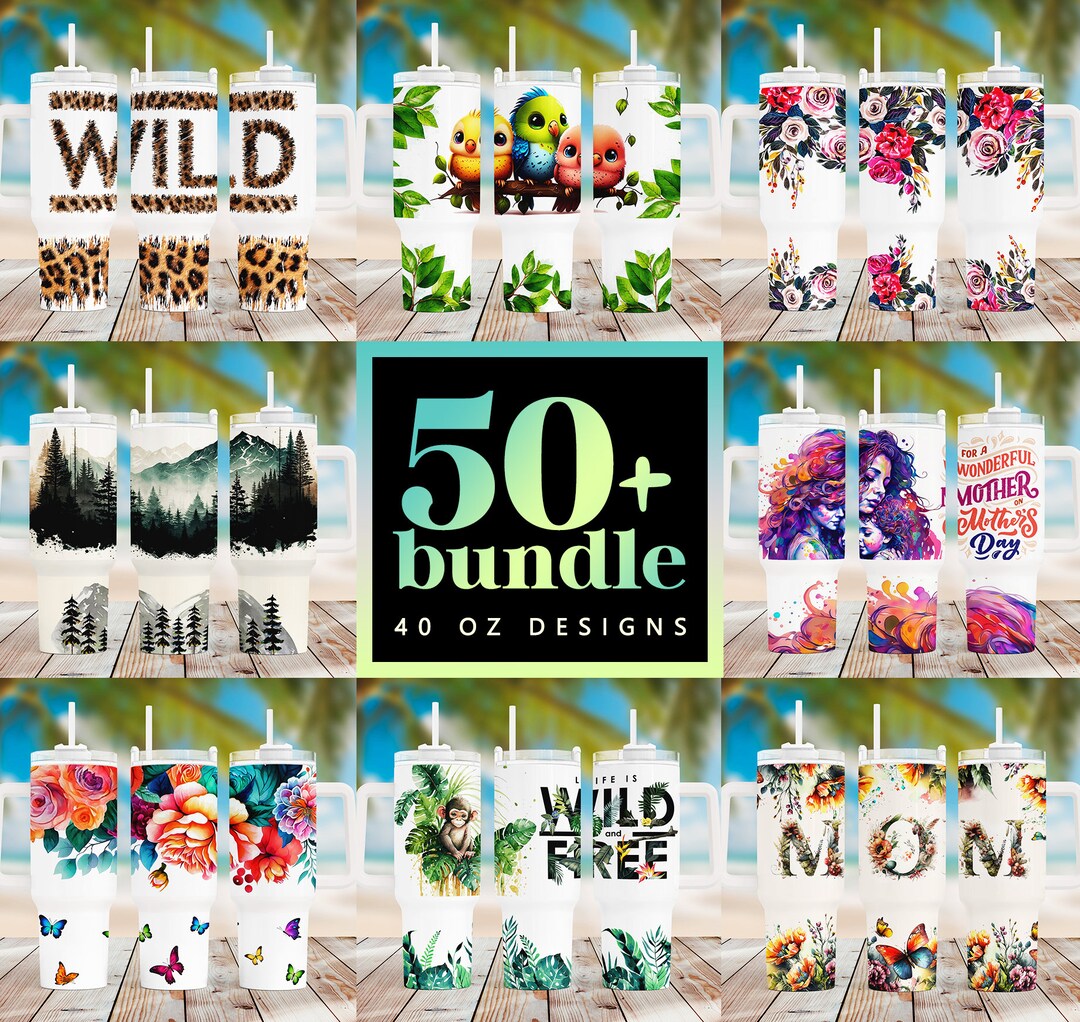 40oz Tumbler Sublimation Wrap Bundle PNG 50 Designs - Etsy