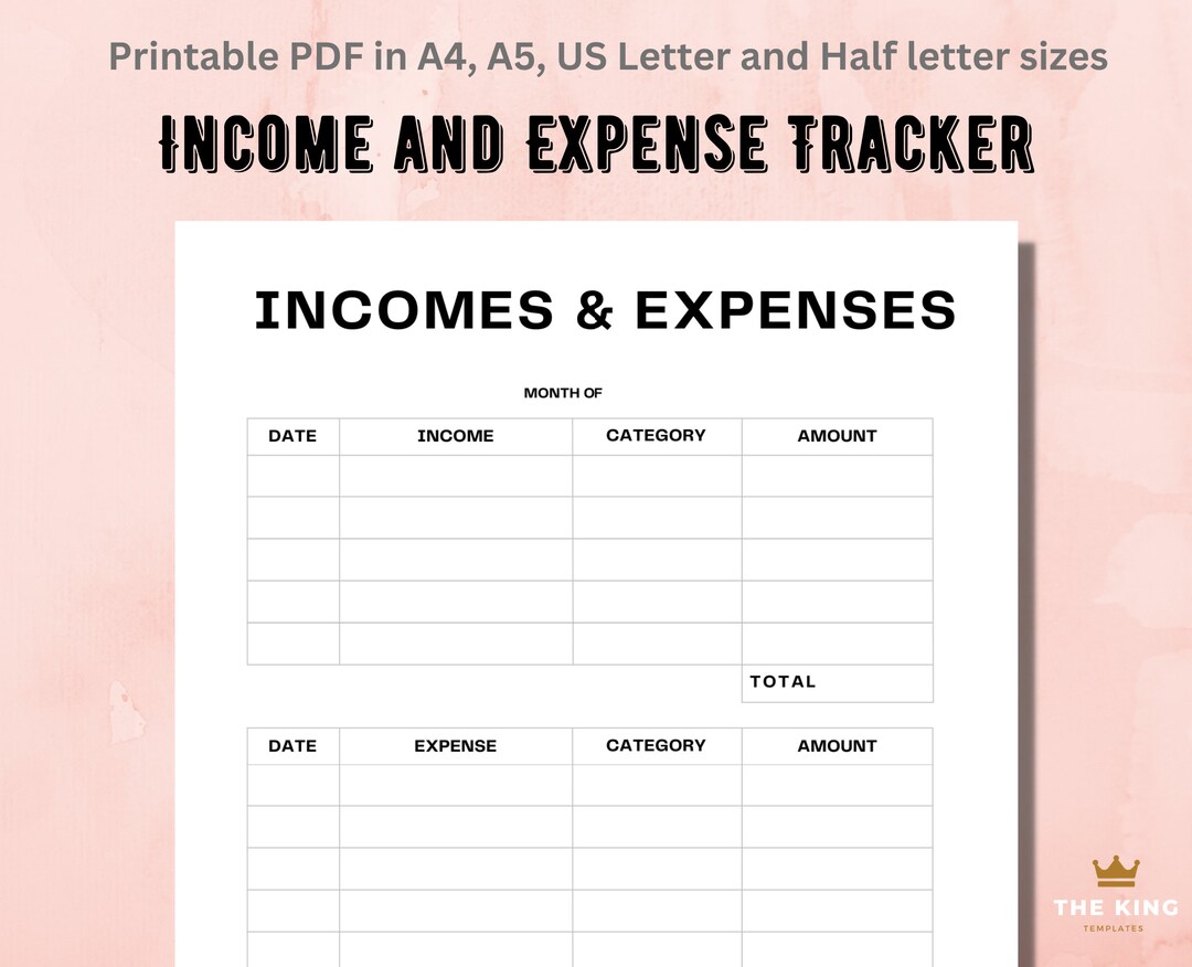Income Expense Tracker | Income Expenses Journal | Income Expenditure ...