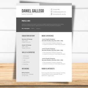 One Page Resume Template | Professional and Minimalist Design | Best ...