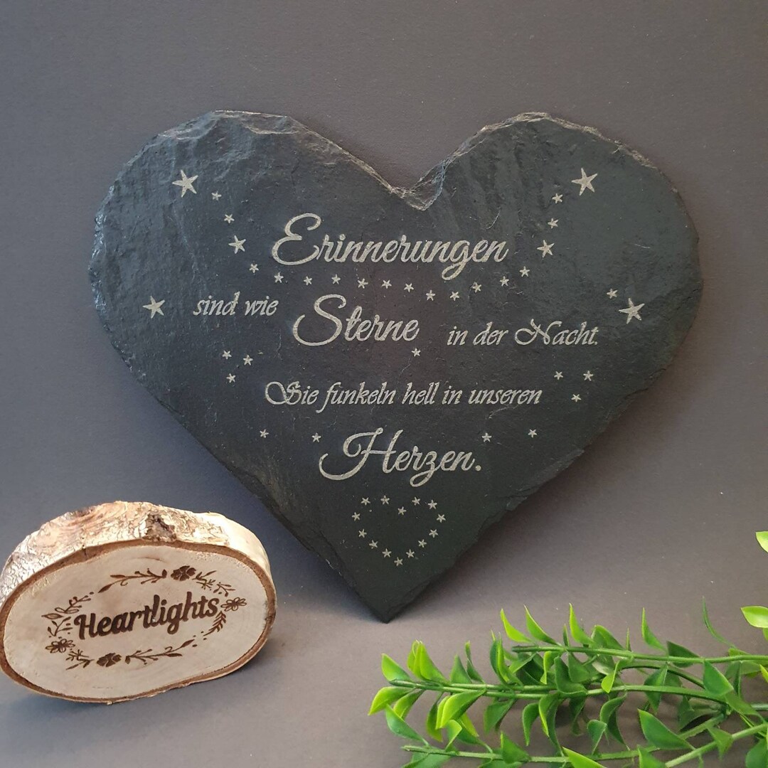 Slate Heart With Engraving Stars Engraved Personalized Memorial Plaque ...