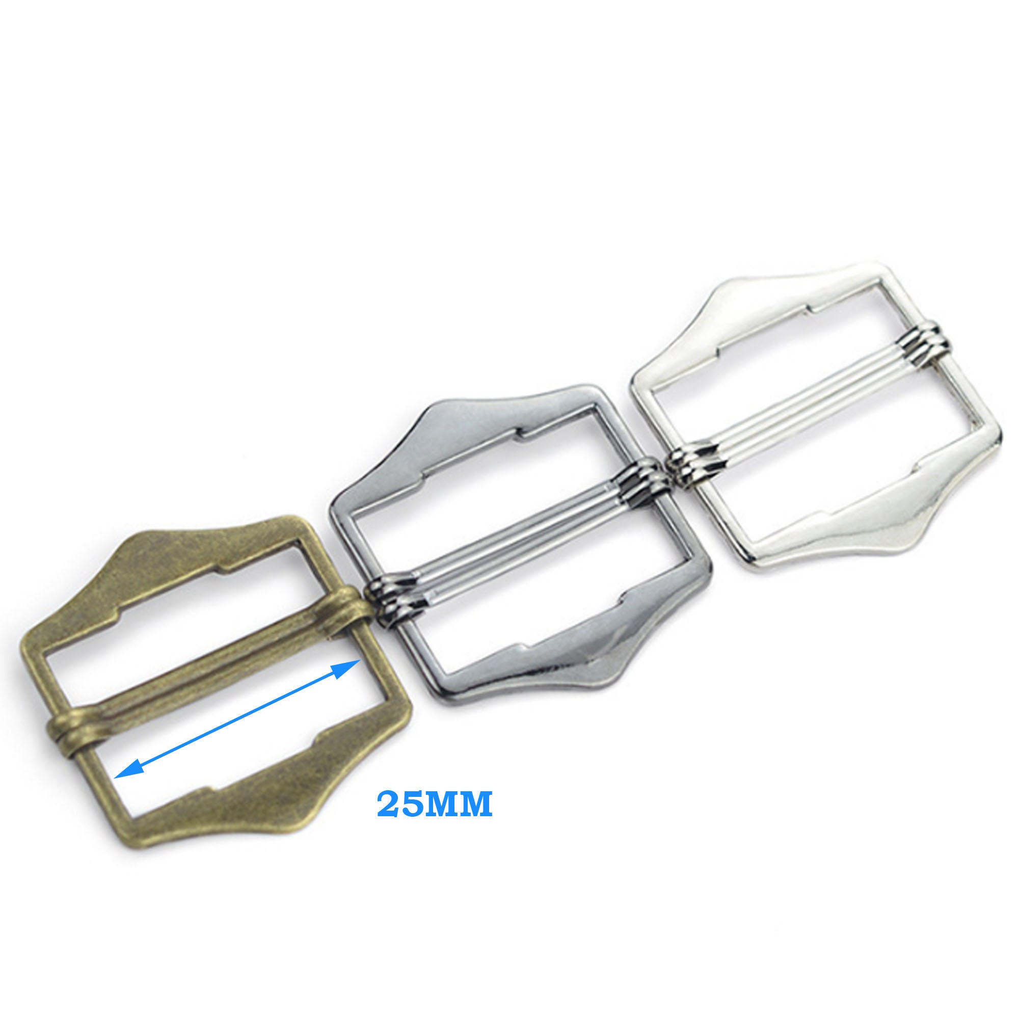 Sliding Double Bar Roller 25mm Adjuster Buckle Leather Bags Webbing ...