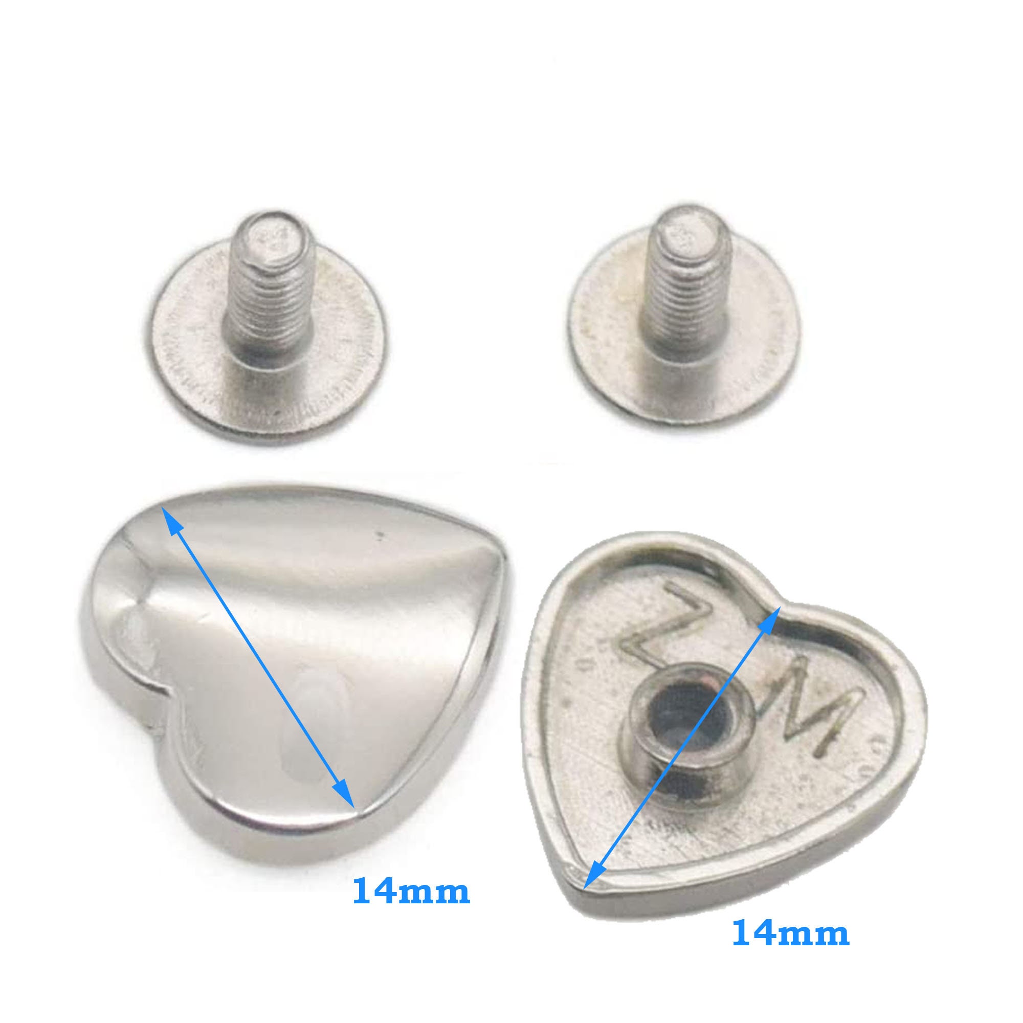 Heart Shape Love Rivets Stud 14x14mm Screwback Screws for Bags Belt ...