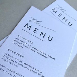 Oblong Letterpress Banquet Menu Bespoke Formal Event Menu Letterpress ...