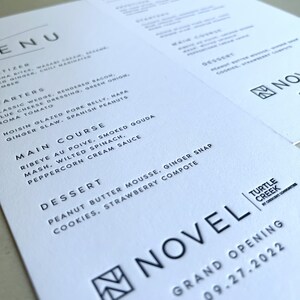 Oblong Letterpress Banquet Menu Bespoke Formal Event Menu Letterpress ...