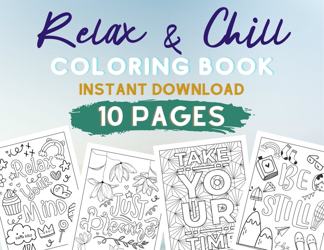 Relax and Chill Coloring Book | Instant Download - Etsy