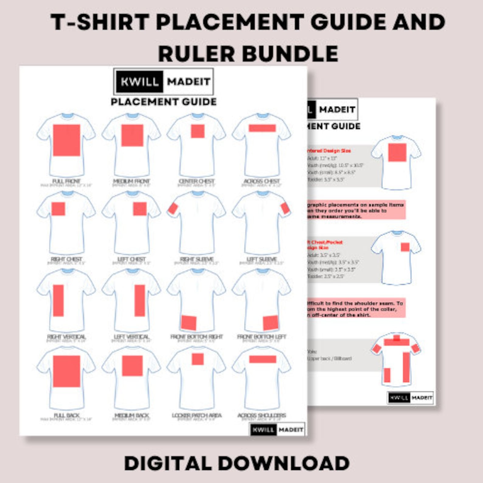 T-shirt Placement Guide and Ruler Bundle, Vinyl Placement Bundle, Heat ...