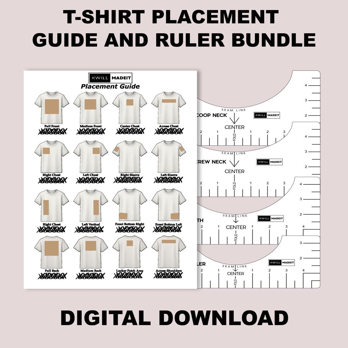 T-shirt Placement Guide and Ruler Bundle, Vinyl Placement Bundle, Heat ...