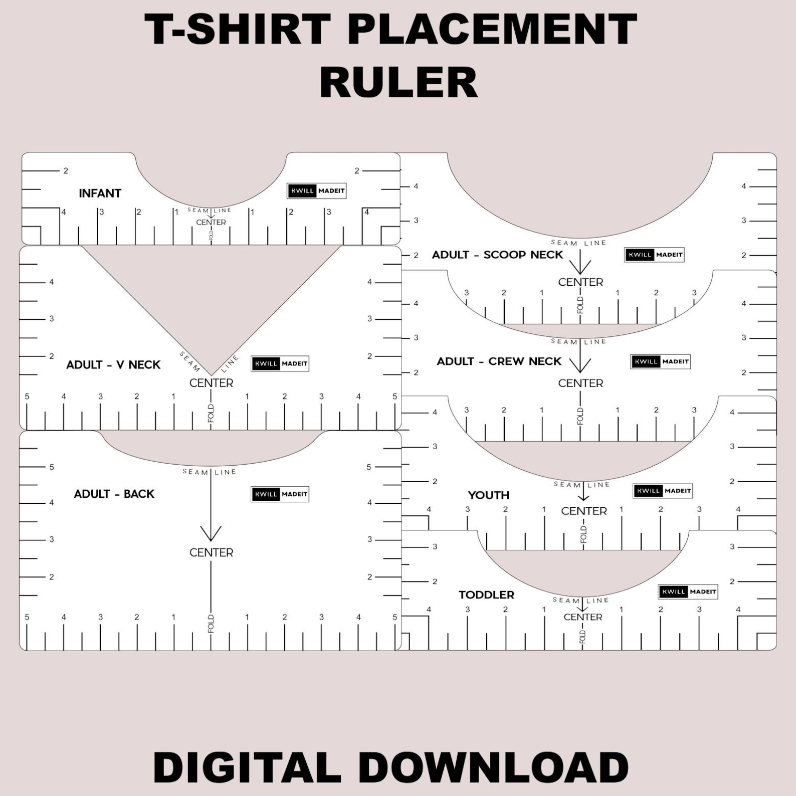 T-shirt Placement Guide and Ruler Bundle, Vinyl Placement Bundle, Heat ...