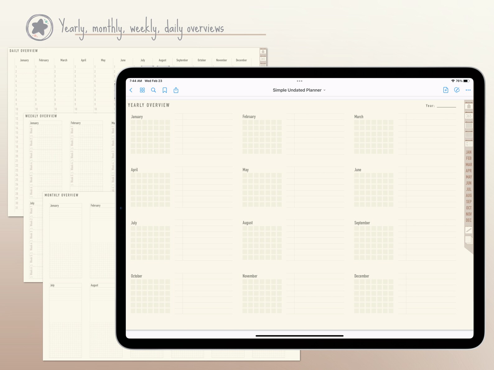 Simple Undated Digital Planner | Fully Hyperlinked - Etsy Canada