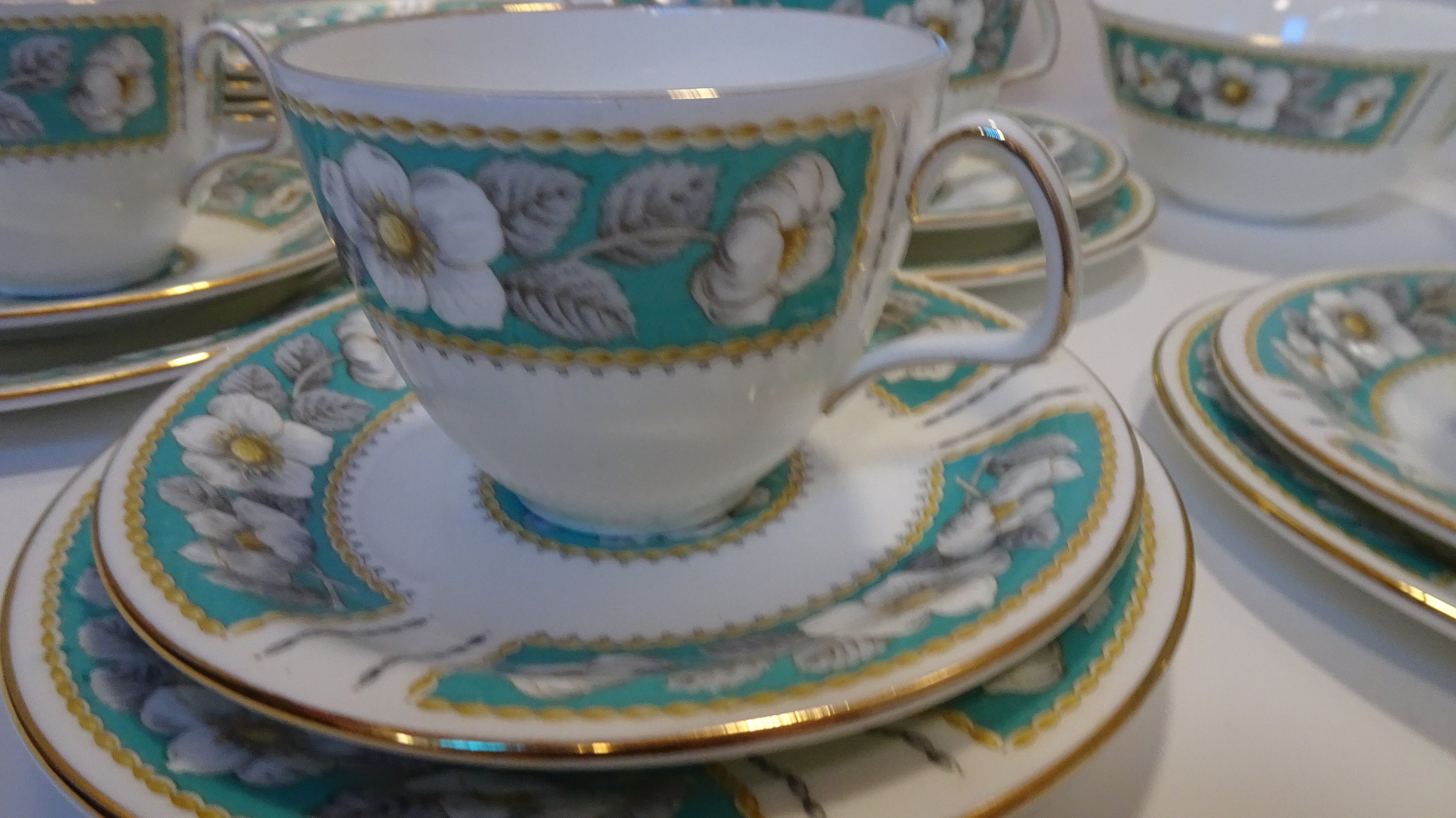 Vintage Foley Tea Set Breakfast Set Rare Christmas Rose Pattern Place ...