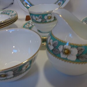 Vintage Foley Tea Set Breakfast Set Rare Christmas Rose Pattern Place ...