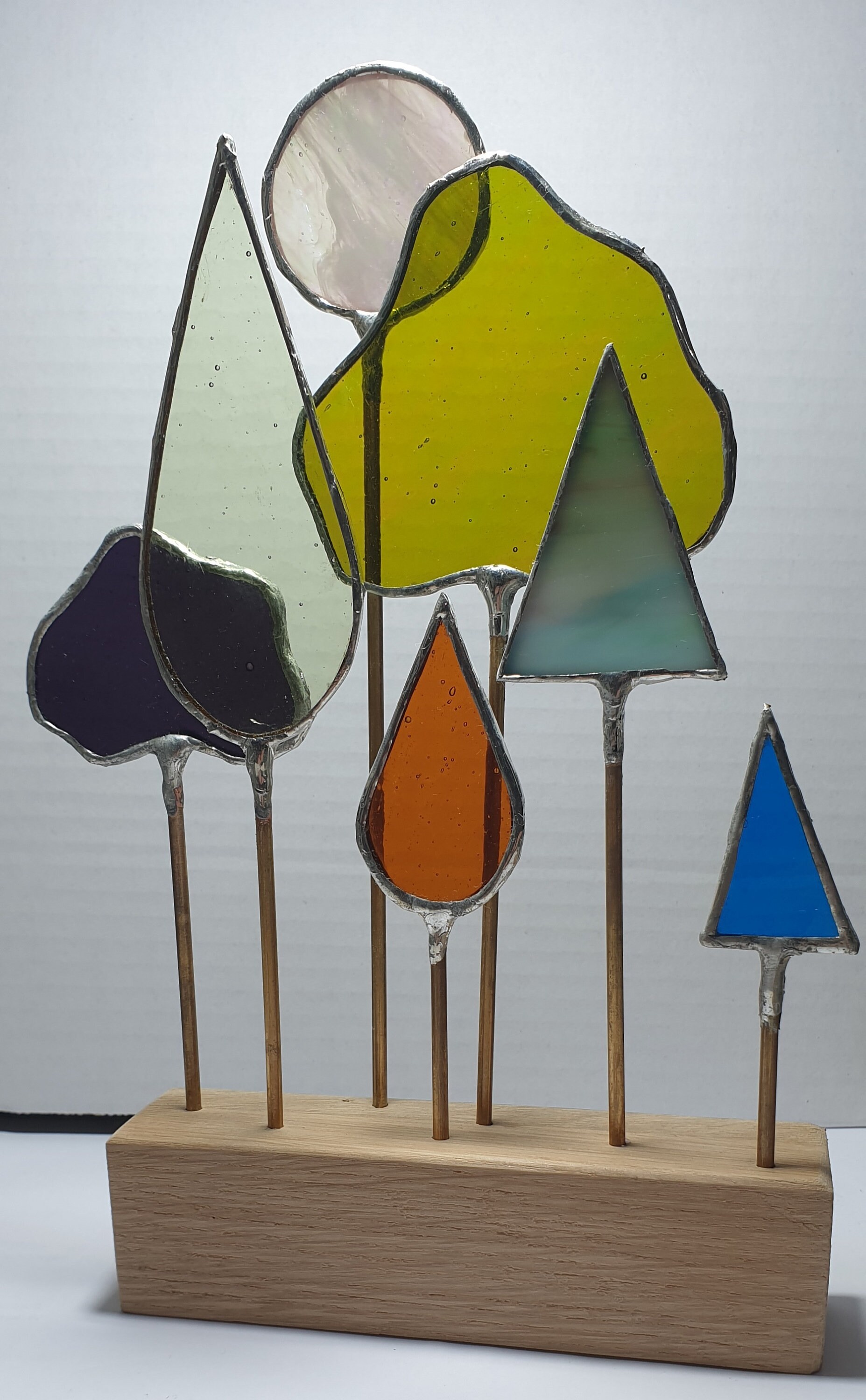 Forest Scene Stained Glass Scene on Solid Oak - Etsy