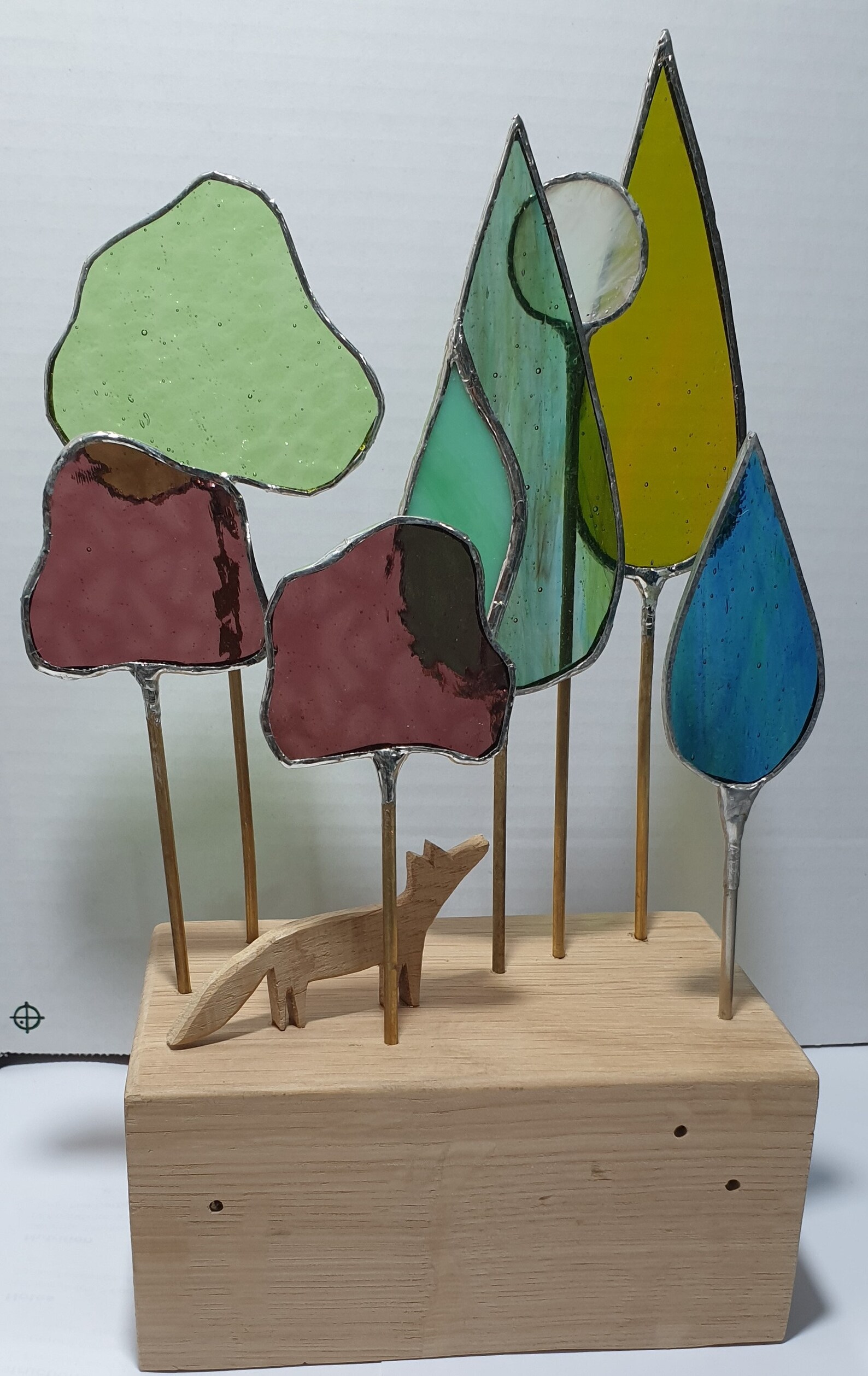 A Fox in the Woods Stained Glass Scene on Solid Oak - Etsy