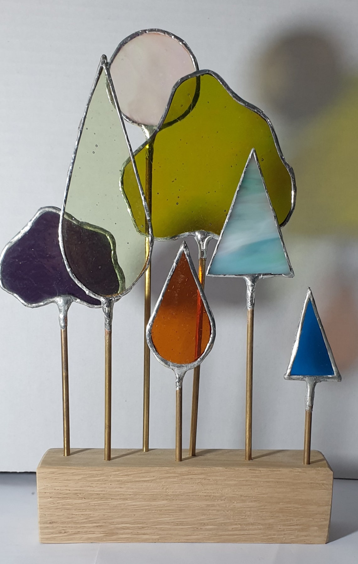 Forest Scene Stained Glass Scene on Solid Oak - Etsy