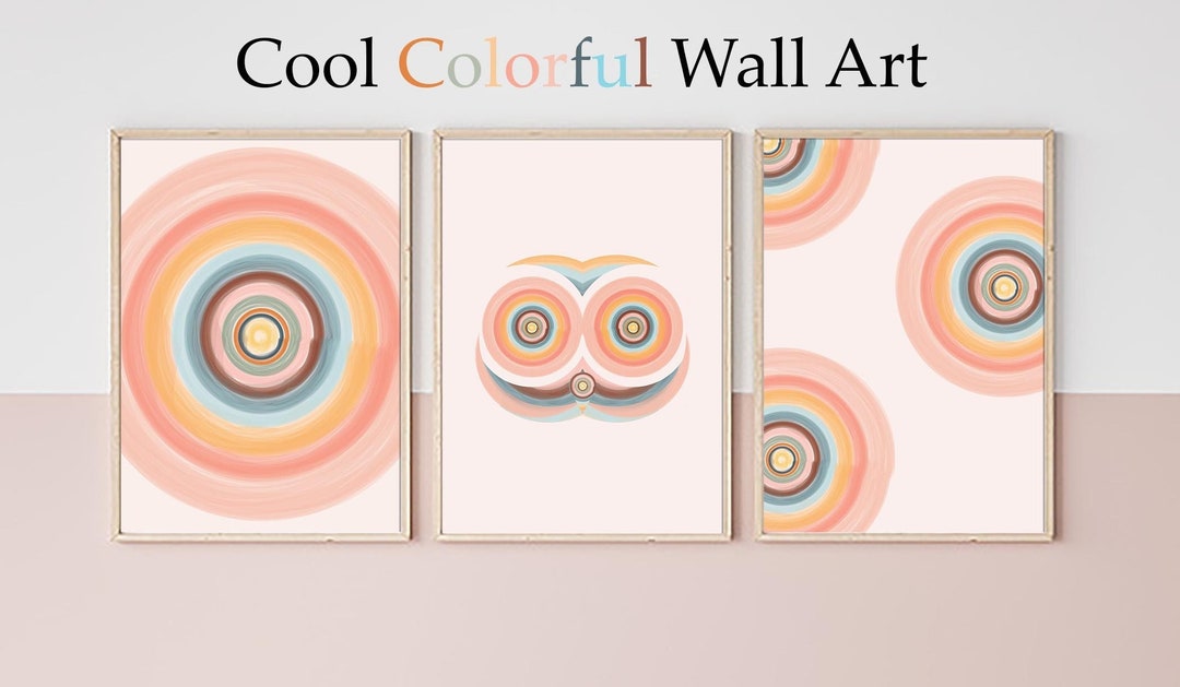 Three Boho Chic Colored Art Pieces Available for Digital Downloads. - Etsy