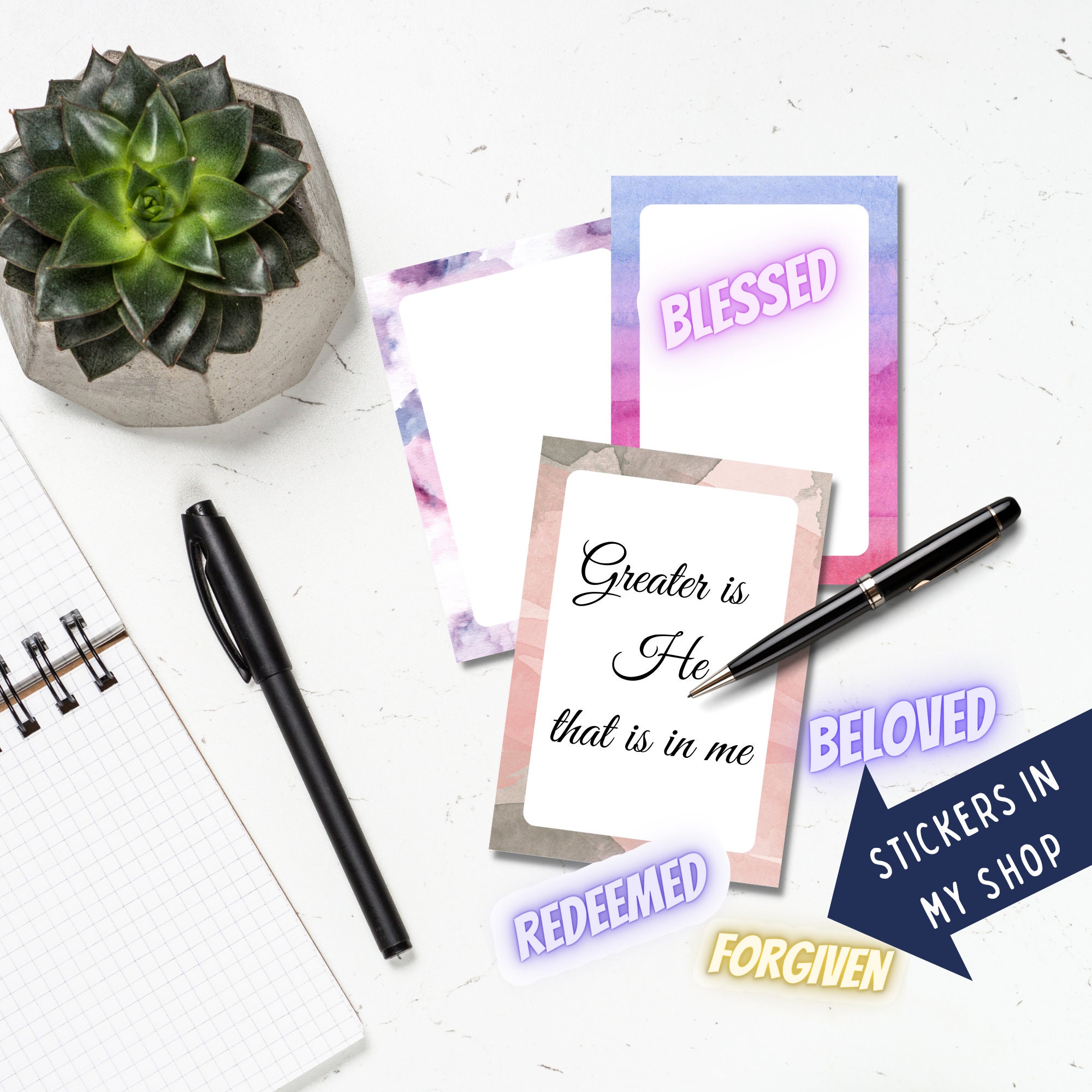 Bible Journaling Cards, Lined Index Card, Blank Index Card, Watercolor ...