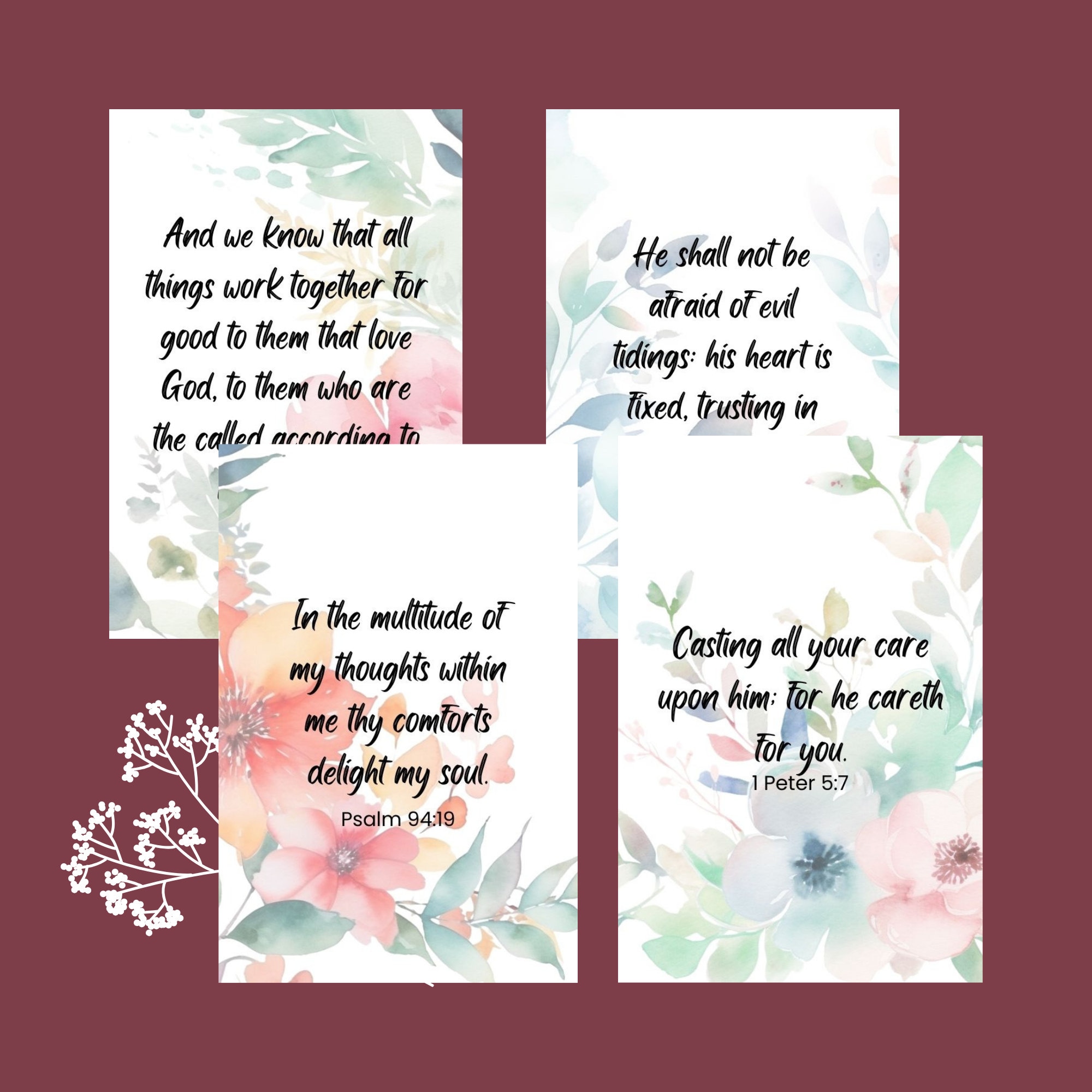 KJV Scripture Cards, Bible Memory Verse Cards, Printed Bible Verses ...