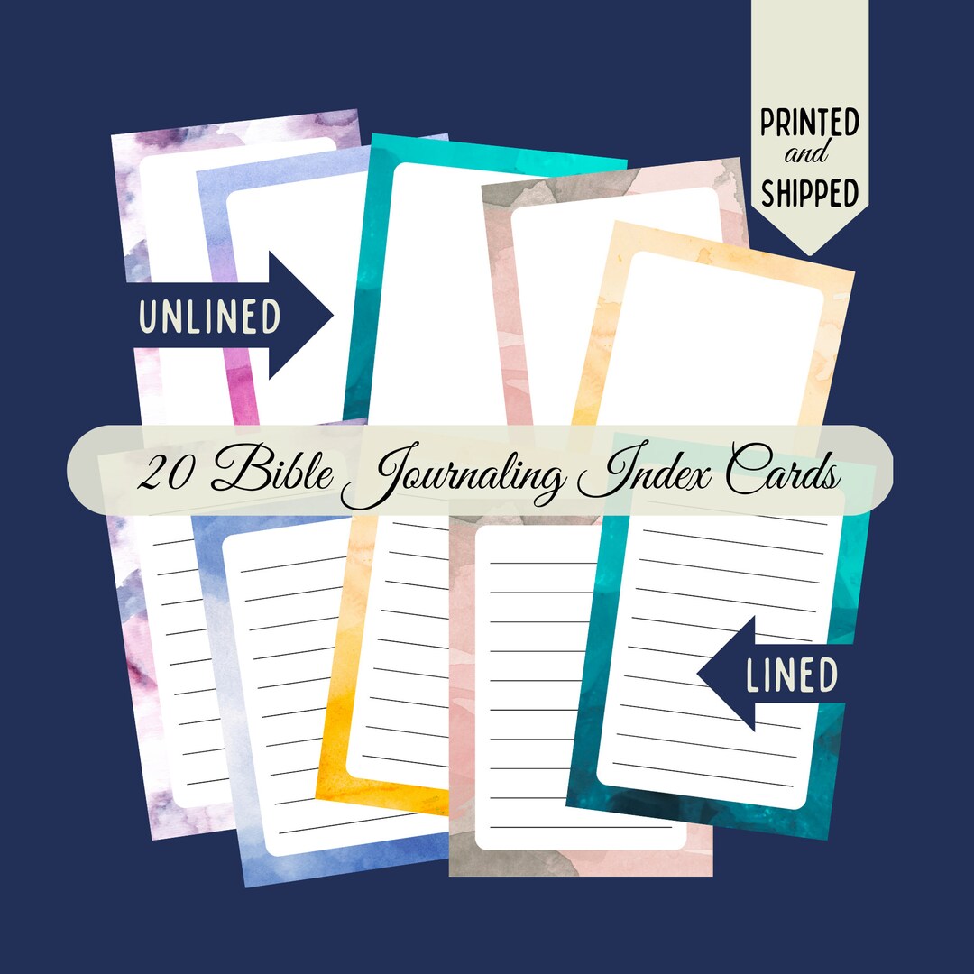 Bible Journaling Cards, Lined Index Card, Blank Index Card, Watercolor ...