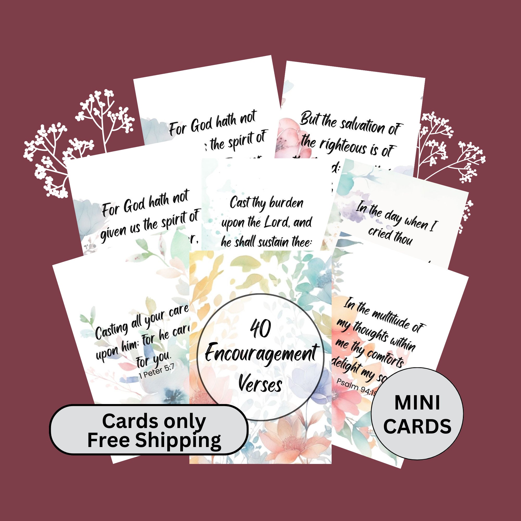 KJV Scripture Cards, Bible Memory Verse Cards, Printed Bible Verses ...