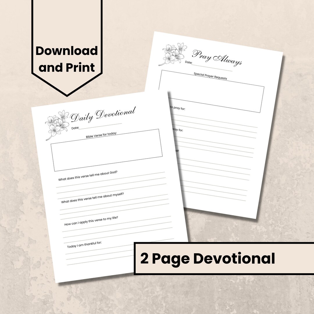 Daily Devotional Printable, Prayer Journal Page, Bible Study Tool, Bible Verse Study Guide ...