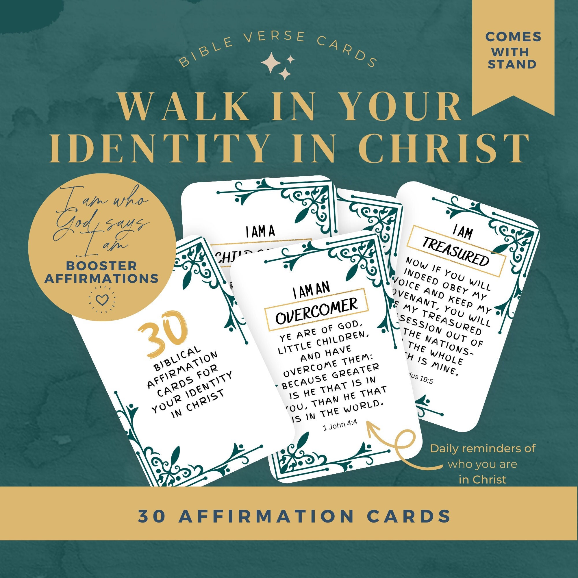 Scripture Cards With Stand, Christian Affirmation Cards, KJV Bible ...