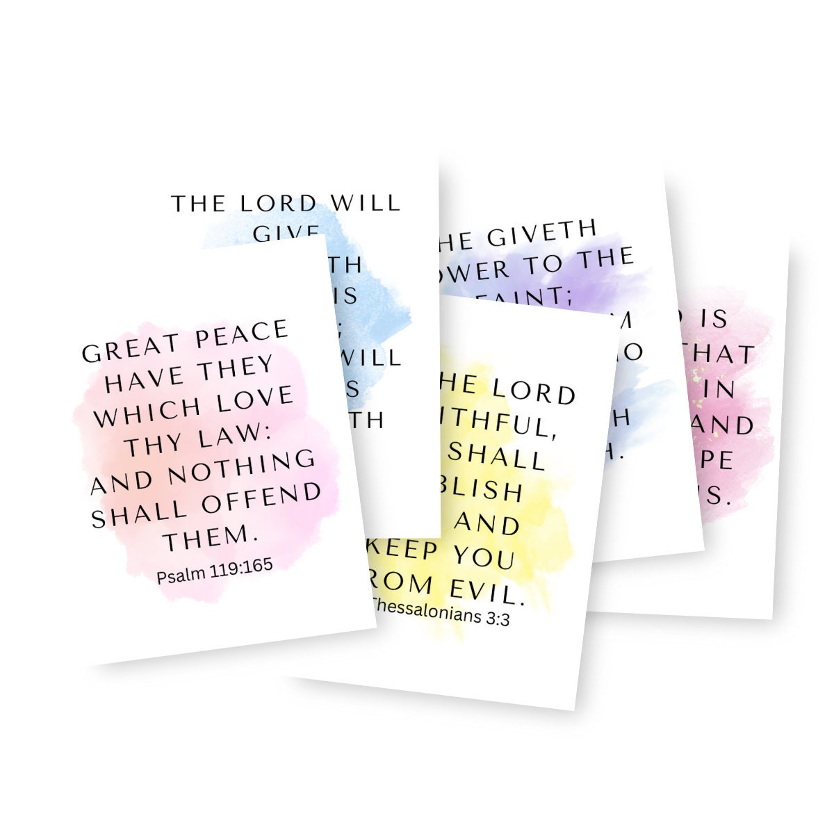 KJV Scripture Cards, Bible Verse Cards, Watercolor Scripture Cards ...