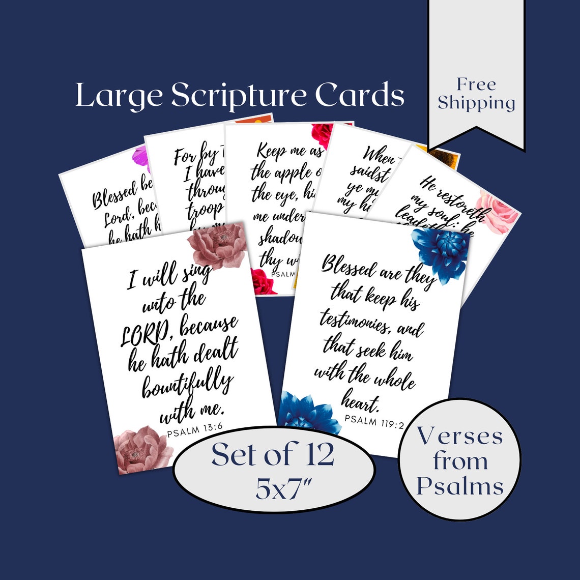 KJV Scripture Cards, Bible Verse Cards, Bible Memory Card, 5x7 Printed ...