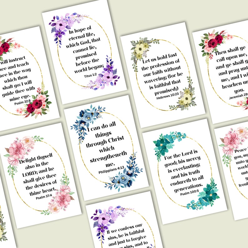 KJV Scripture Cards, Printed Bible Verse Cards, Bible Memory Card ...