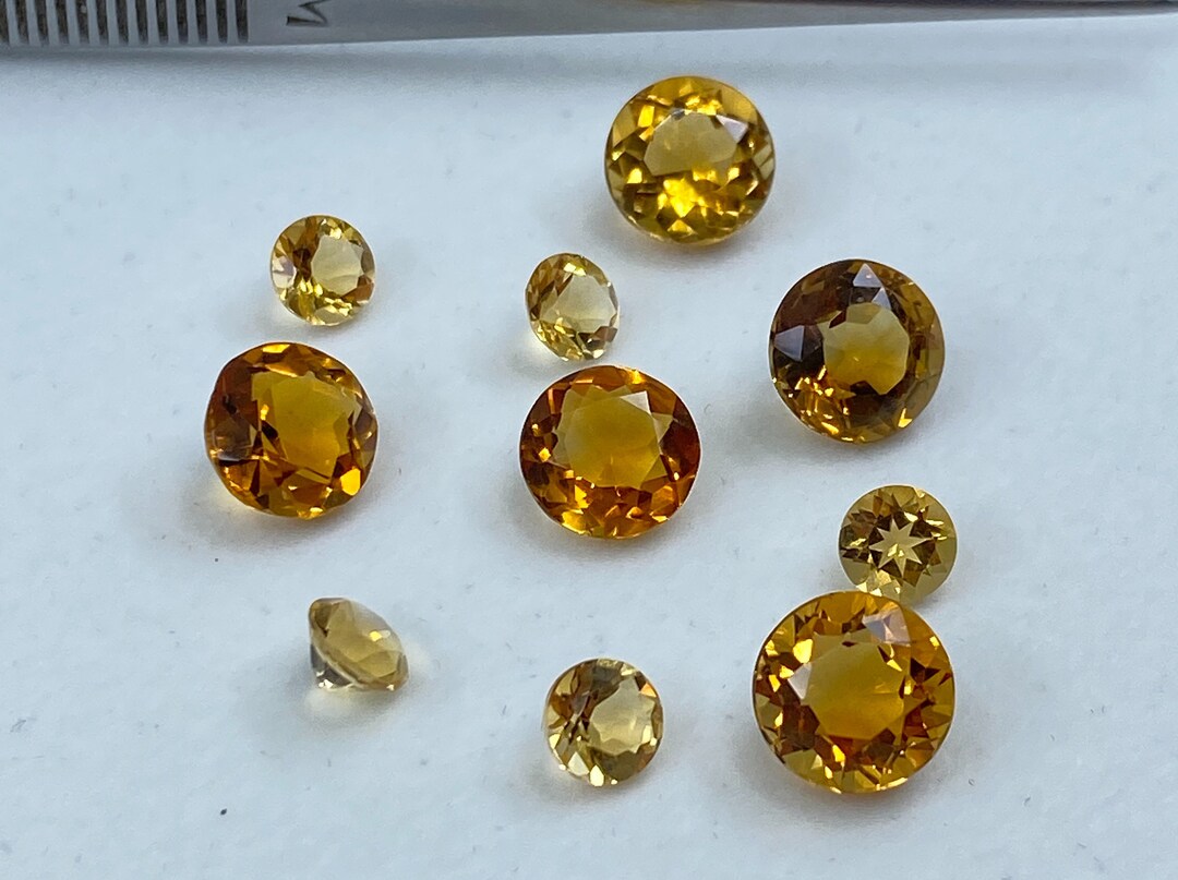 Citrine (brazil) Natural Faceted Round Gemstones in Assorted Sizes ...
