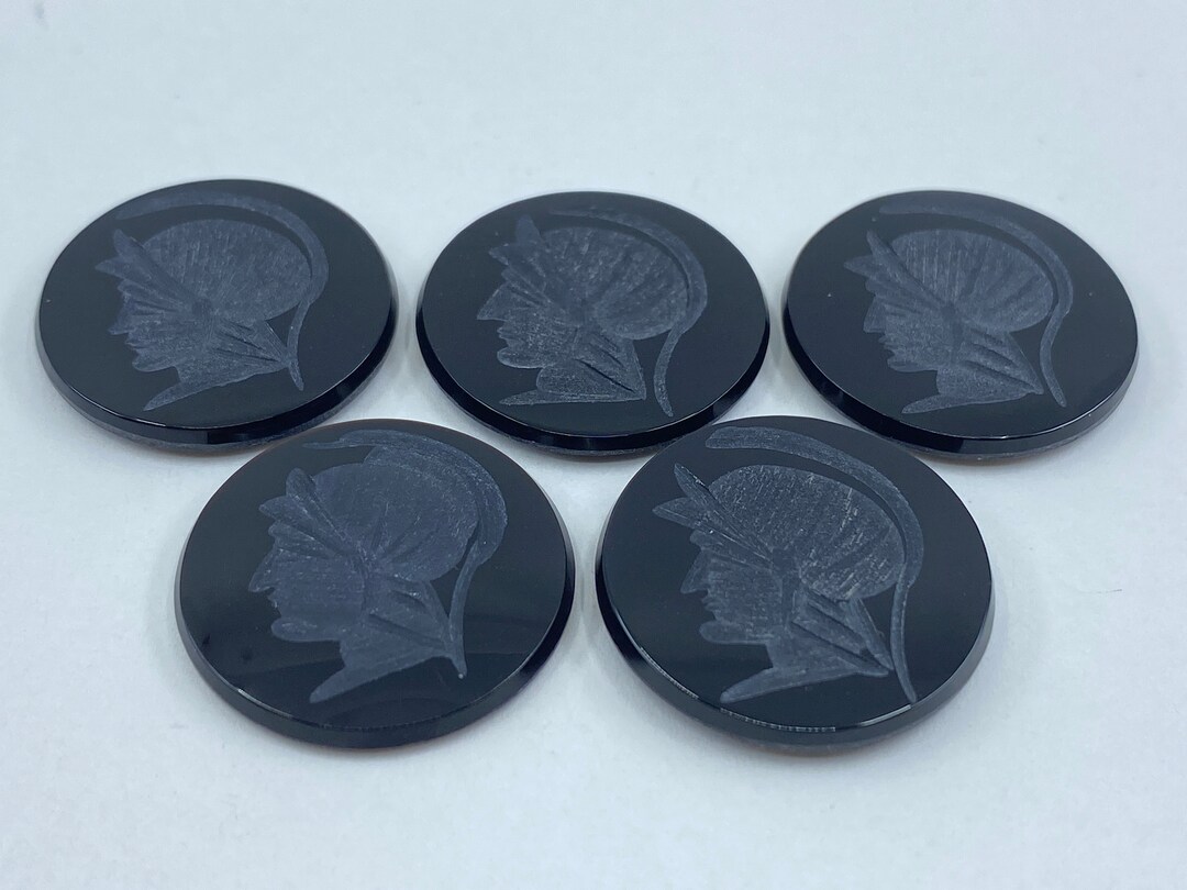10 Pieces of Black Onyx Intaglio German Cut Double Bevel Round Shape ...