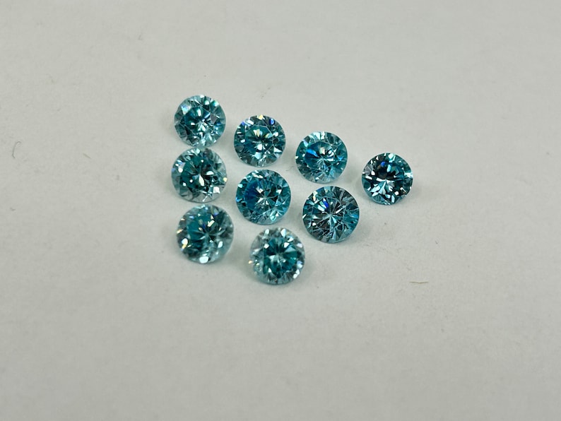 Blue Zircon Natural Faceted Round Shape Loose Gemstones From 2.5mm to 7 ...