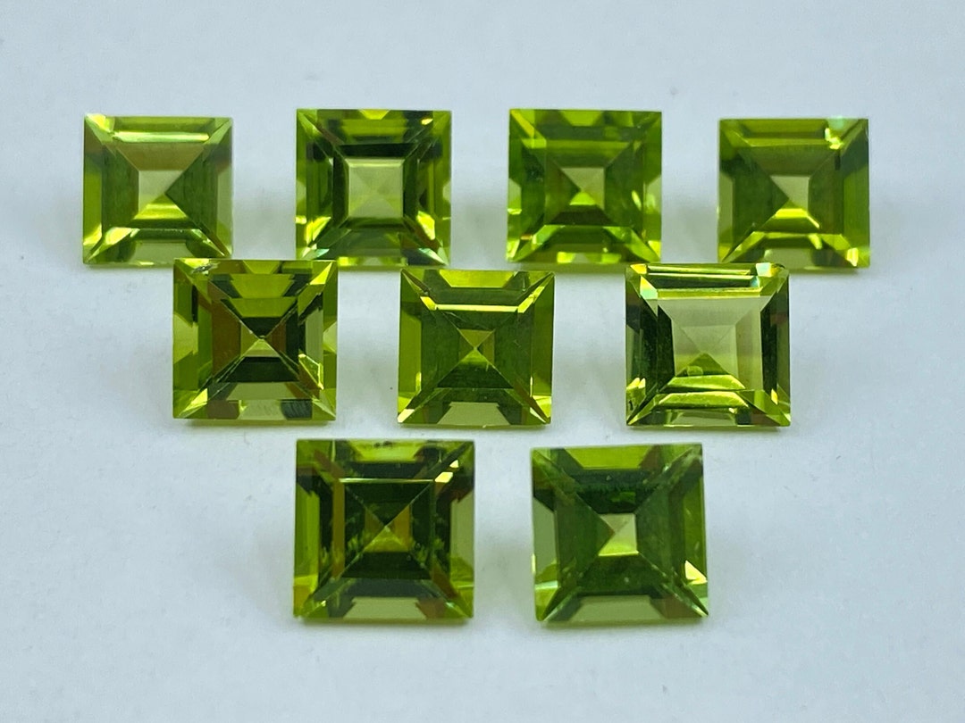 Peridot Faceted Square Shape Loose Gemstones in 2mm & 2.5mm for ...
