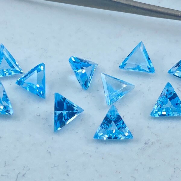 Blue Topaz Triangle Necklace - Etsy