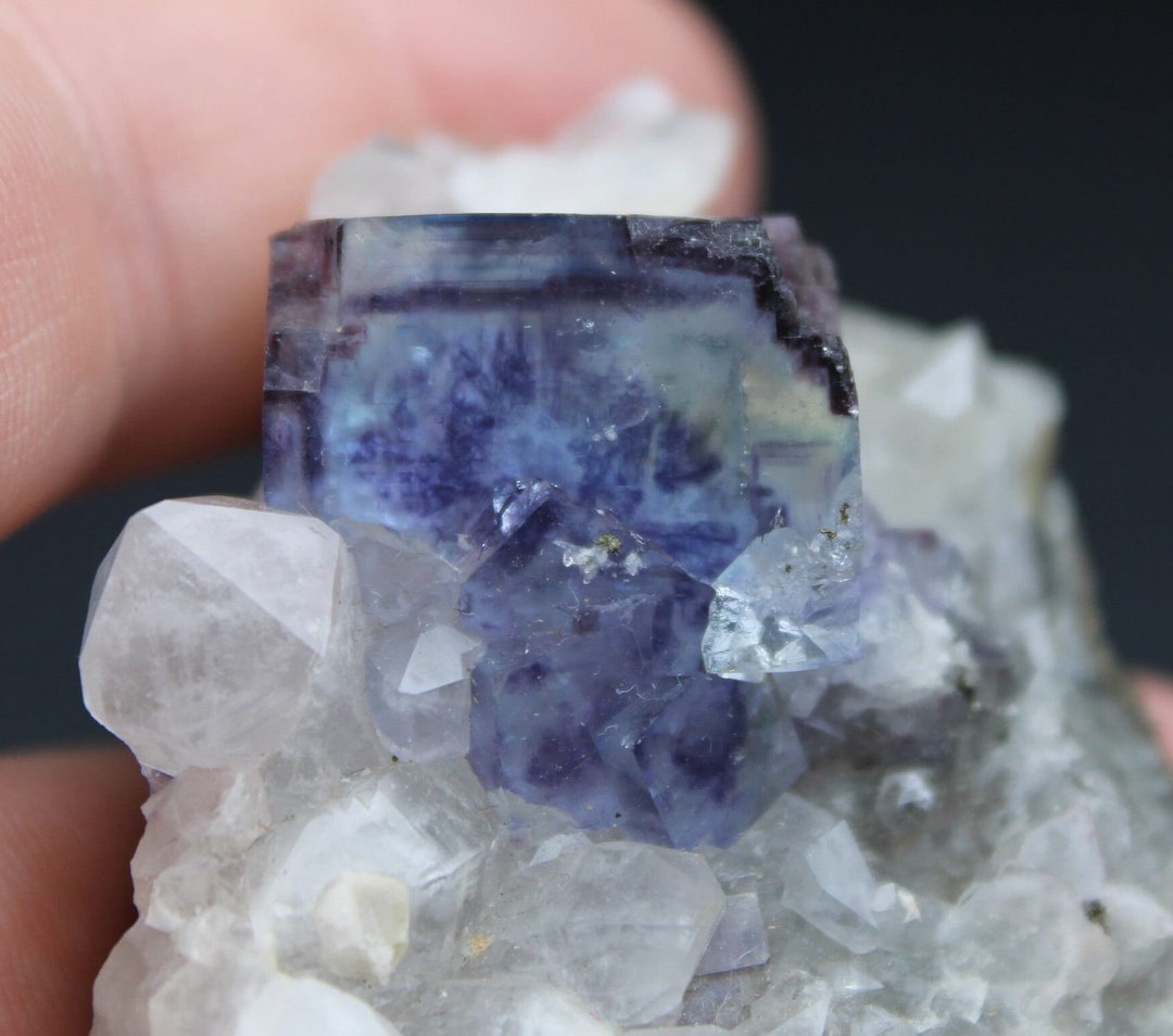 Yaogangxian Blue Purple Fluorite on Clear Quartz Cluster - Etsy