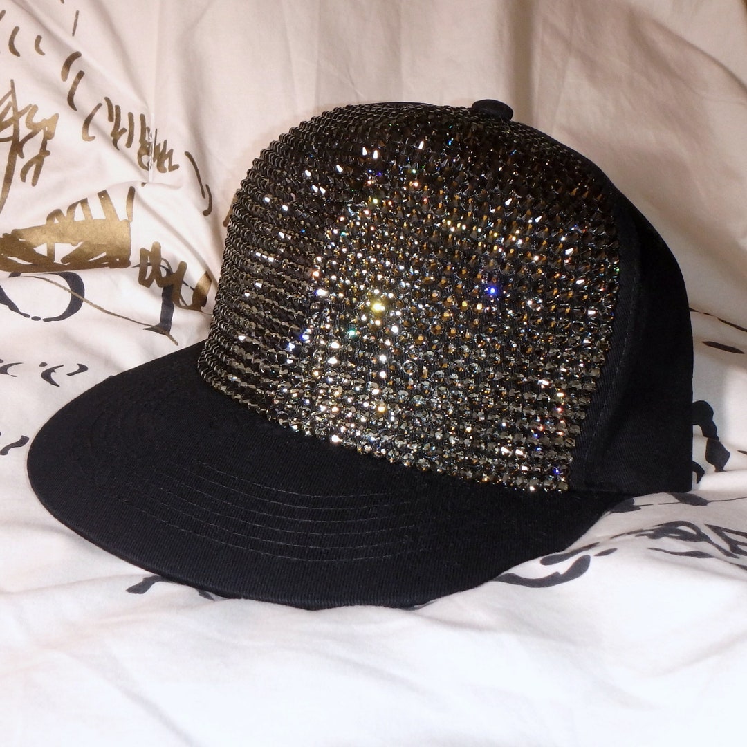 Rhinestone Hat, Handmade Rhinestoned Front Panels Snapback, Adjustable ...