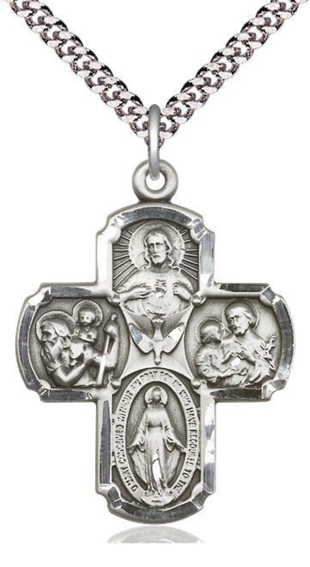 4 Way Medal 4 Way Cross Medal 4 Way Silver Cross Necklace - Etsy