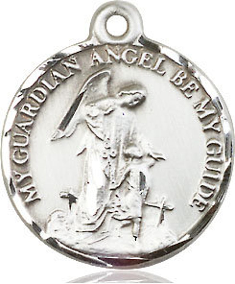 Guardian Angel Round Medal, Guardian Angel Round Silver Necklace ...