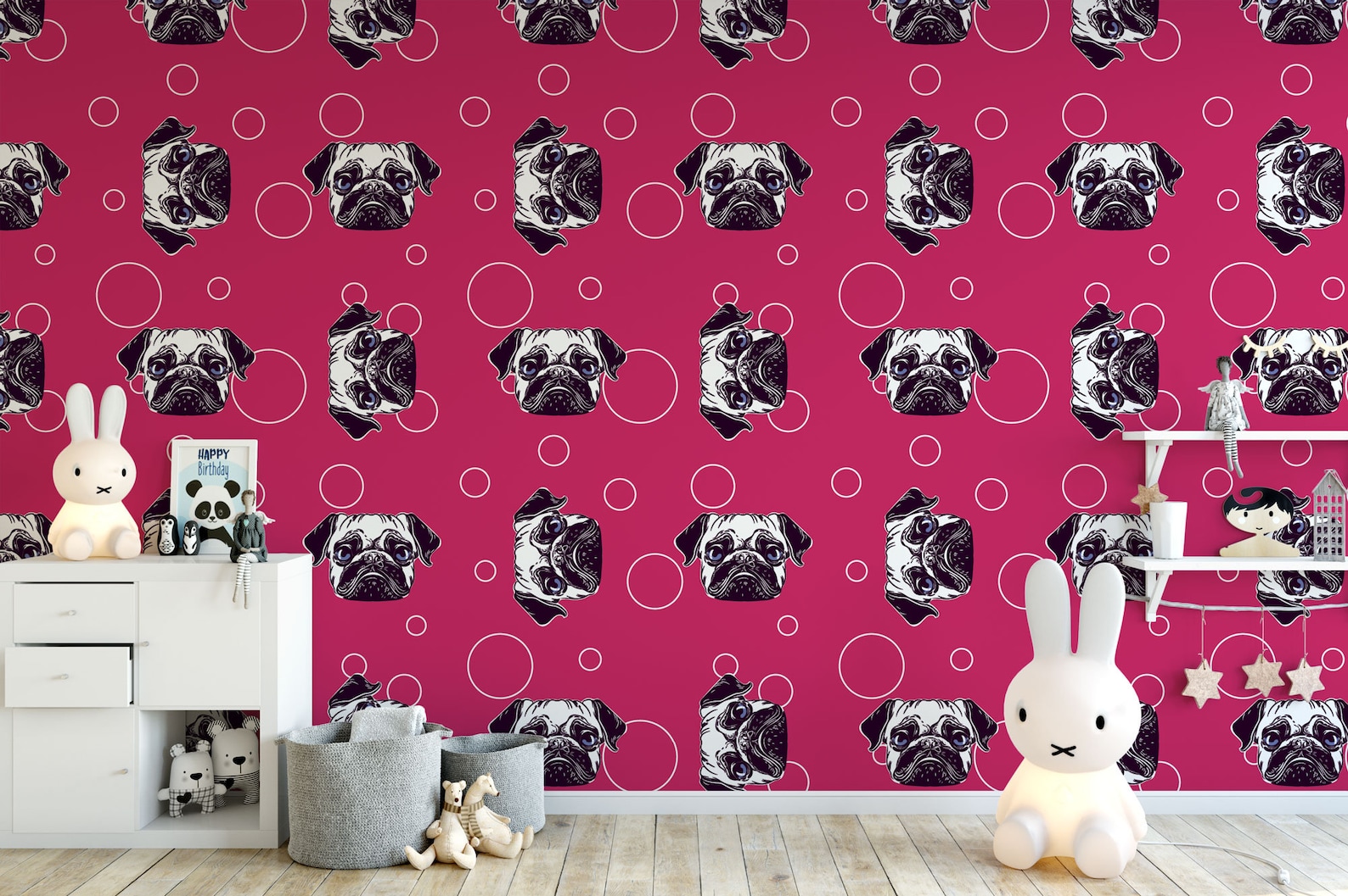 Funny Pugs Peel and Stick Wallpaper / Removable Temporary - Etsy