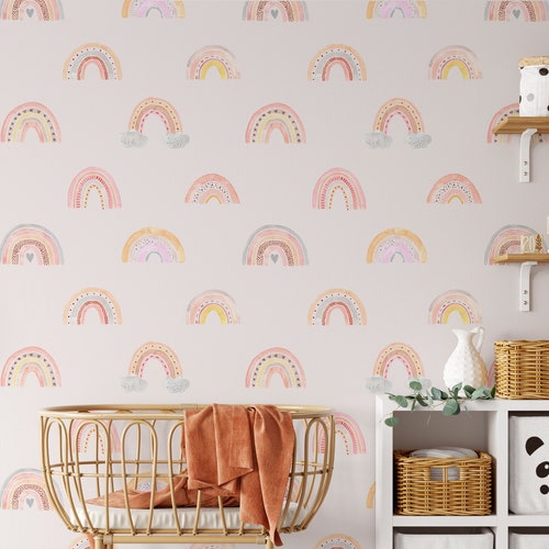 Boho Style Rainbow Wall Peel and Stick Wallpaper Mural Kids - Etsy
