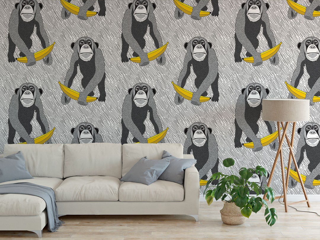 Funny Monkey Business Peel and Stick Wallpaper / Removable Temporary ...