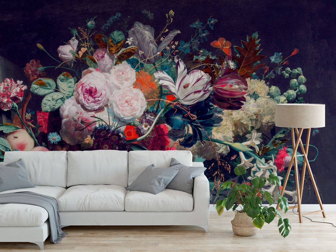 Luxurious Large Scale Flower Mural Peel and Stick Wallpaper Removable ...